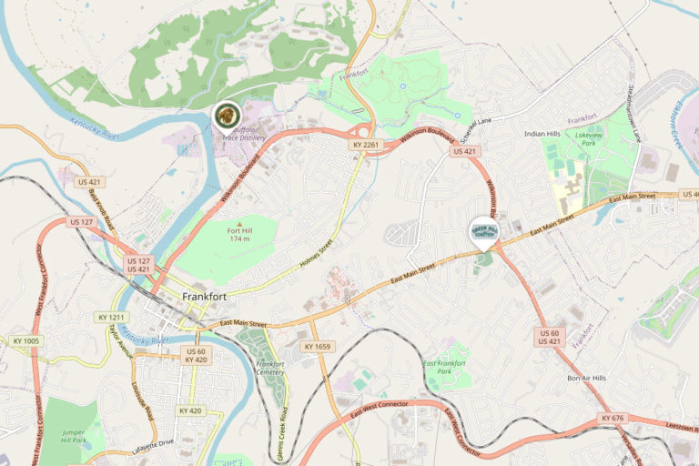 Buffalo Trace Distillery and Greenhill Cemetery Map - Distillery Trail
